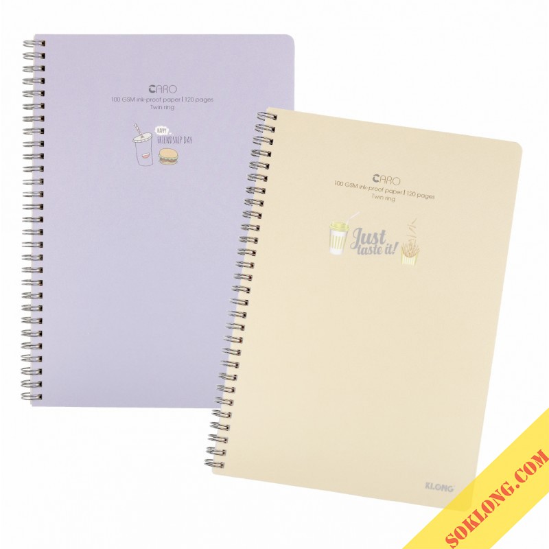 Vở Klong B5 120 trang caro lò xo kép bìa nhựa - Sổ Klong MS 575 - Sổ Klong